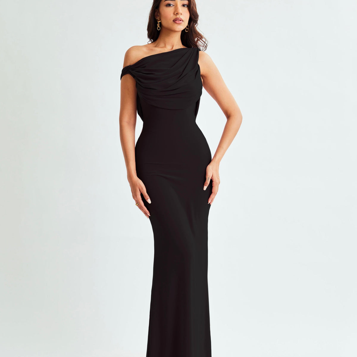 BLACK DRAPED DRESS – LabelAnkitaJain