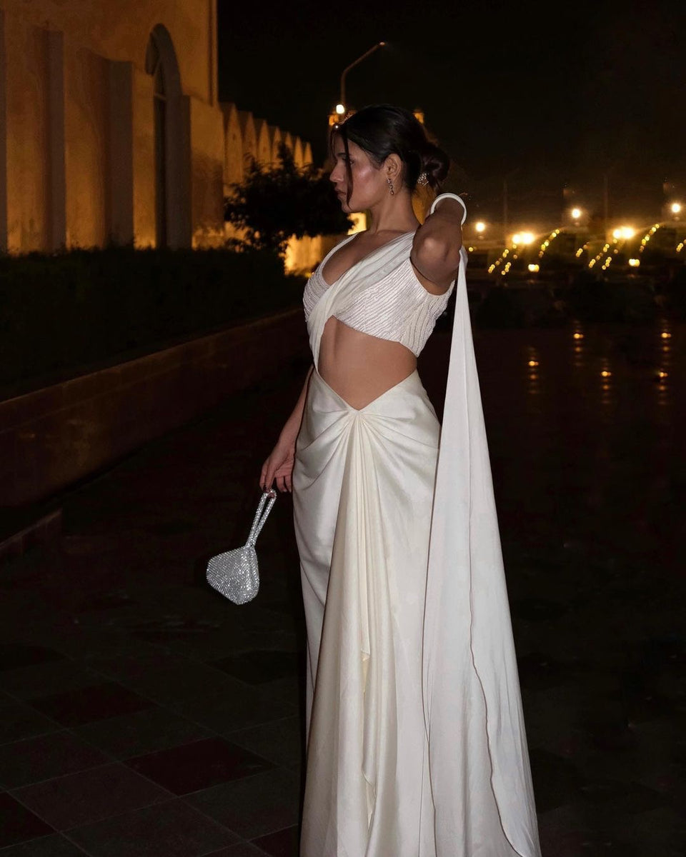 PEARL/IVORY SARI SET – LabelAnkitaJain