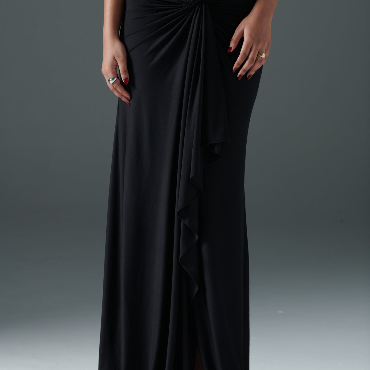 BLACK DRAPED SKIRT – LabelAnkitaJain